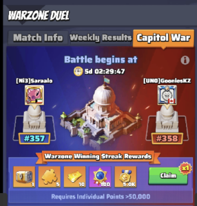 Warzone duel (server war) – Win the weekly challenge to be allowed to ...