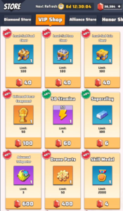 Stores – Buy items for speedup, powerups and hero upgrades using diamonds, alliance points ...