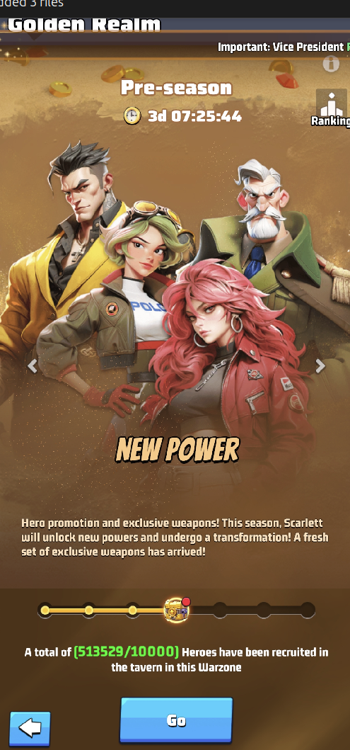 ☀️ Season 3 – Golden Kingdom – Pre-Season events, Golden Realm - Last War Tutorial