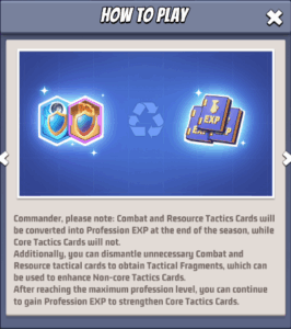 Season 4 Tactics Card – Core, battle, resource cards: Upgrade the cards ...