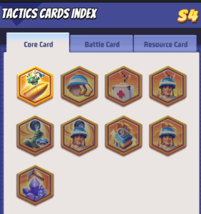 Season 4 Tactics Card – Core, battle, resource cards: Upgrade the cards ...