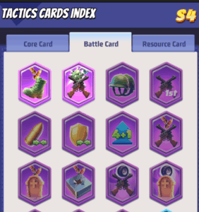 Season 4 Tactics Card – Core, battle, resource cards: Upgrade the cards ...