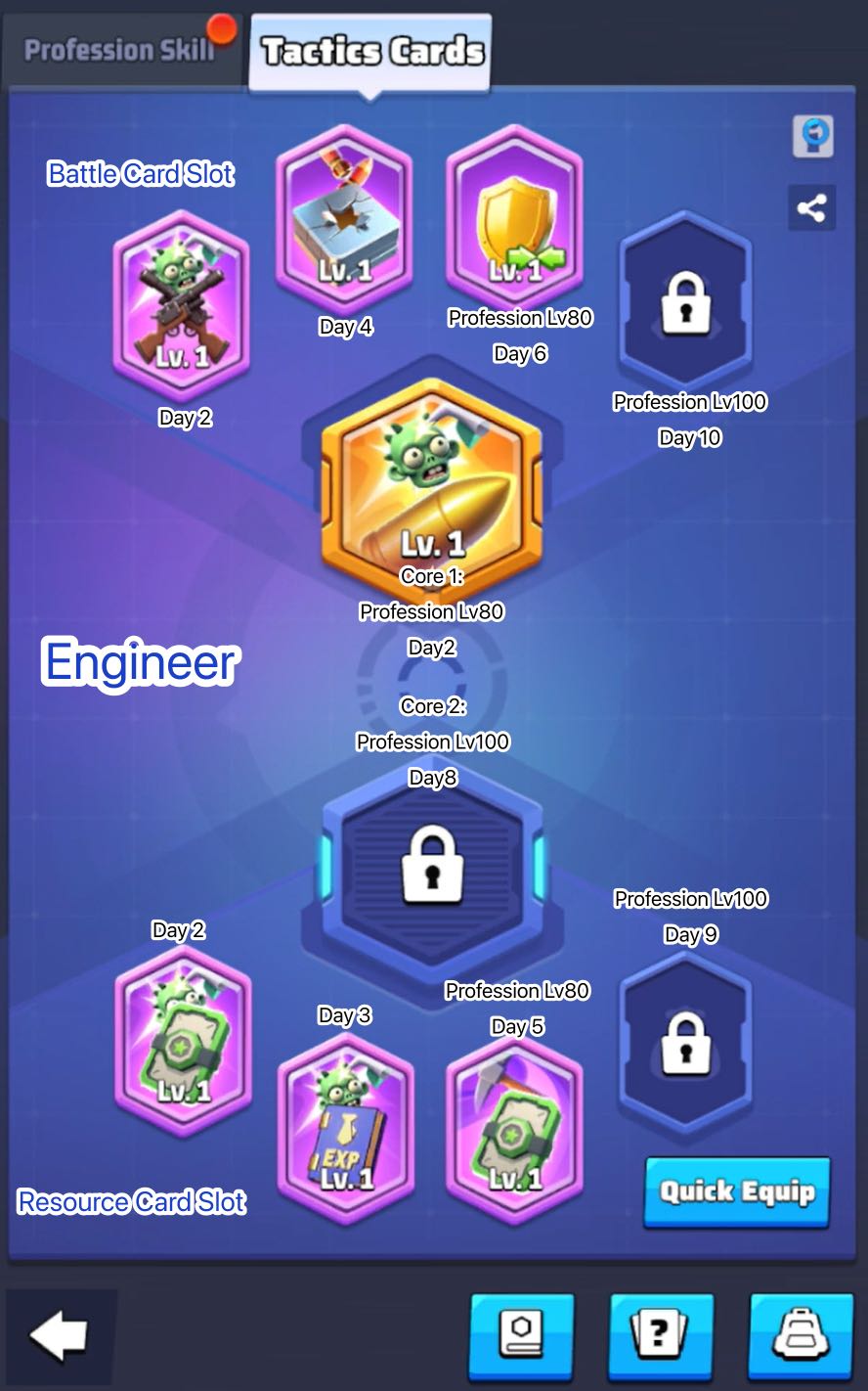 Season 4 Tactics Card – Core, battle, resource cards: Upgrade the cards ...